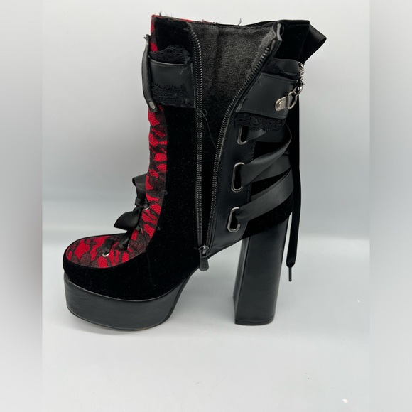 unbranded | Shoes | Punk Gothic Black Lace Chunky Heel Platform Boots ...